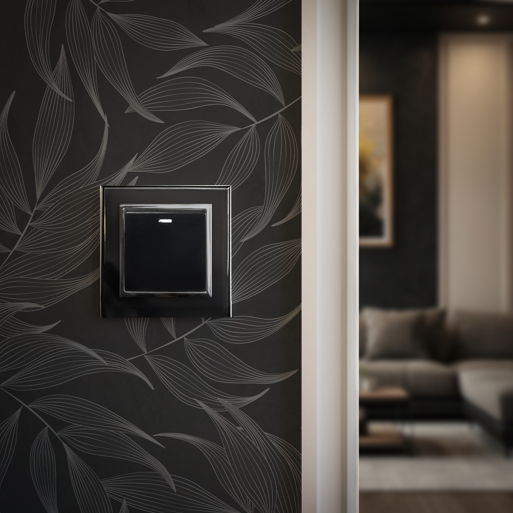 Crystal CT 1 Gang Rocker Light Switch Black RetroTouch Light Switches & Plug Sockets